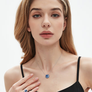 Royal Azure Necklace – Blue Zircon & 925 Sterling Silver Jewelry – Sylph